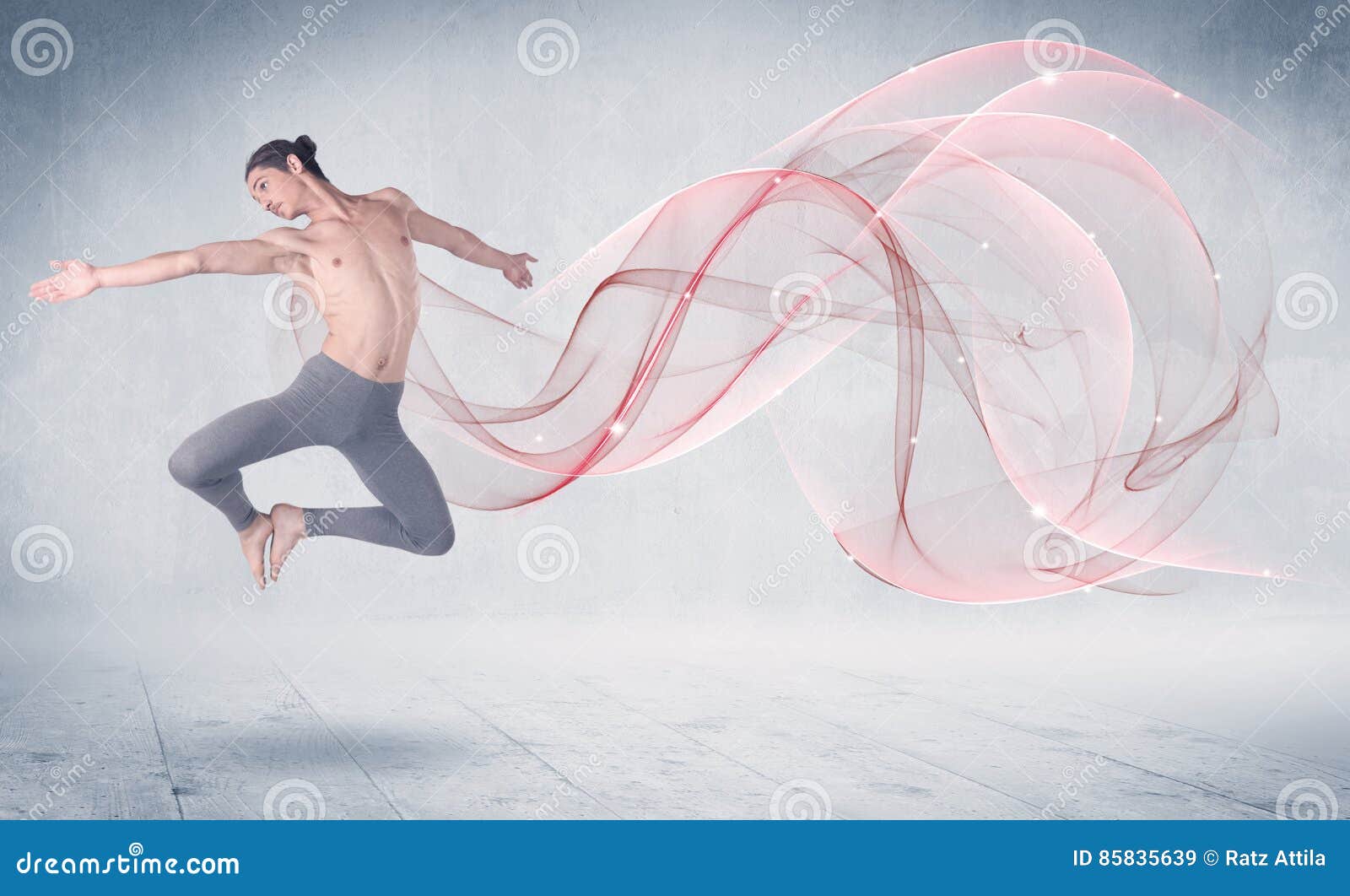 Dancing Ballet Performance Artist with Abstract Swirl Stock Image ...