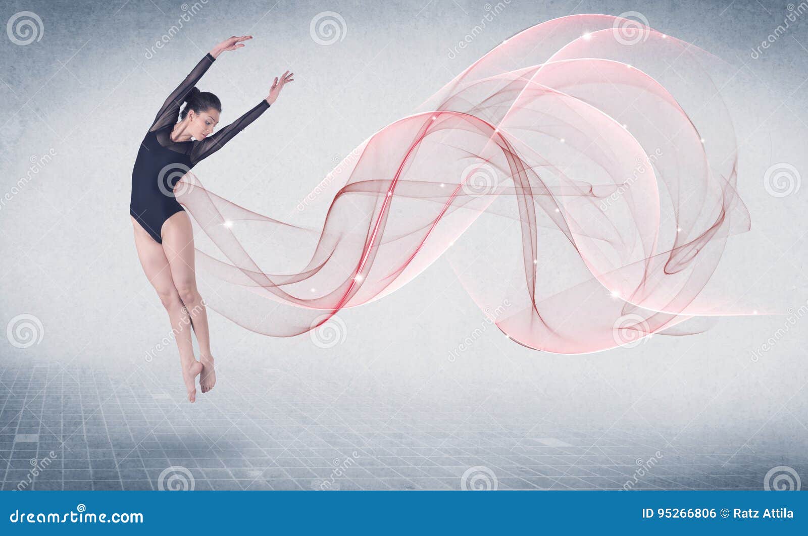 Dancing Ballet Performance Artist with Abstract Swirl Stock Photo ...