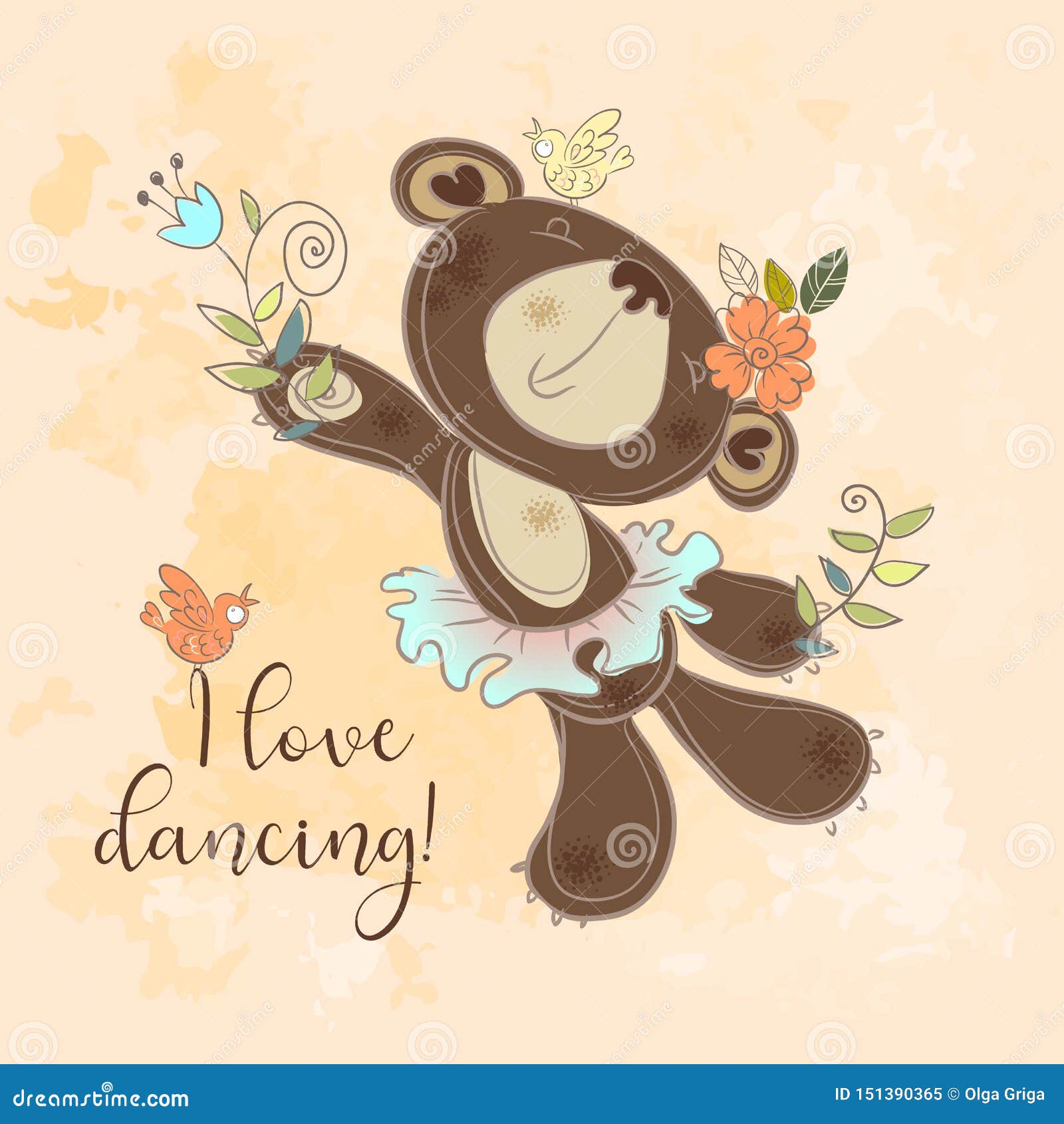Dancing Bear in a Tutu. Cute Children`s Character. I Love Dancing Stock ...
