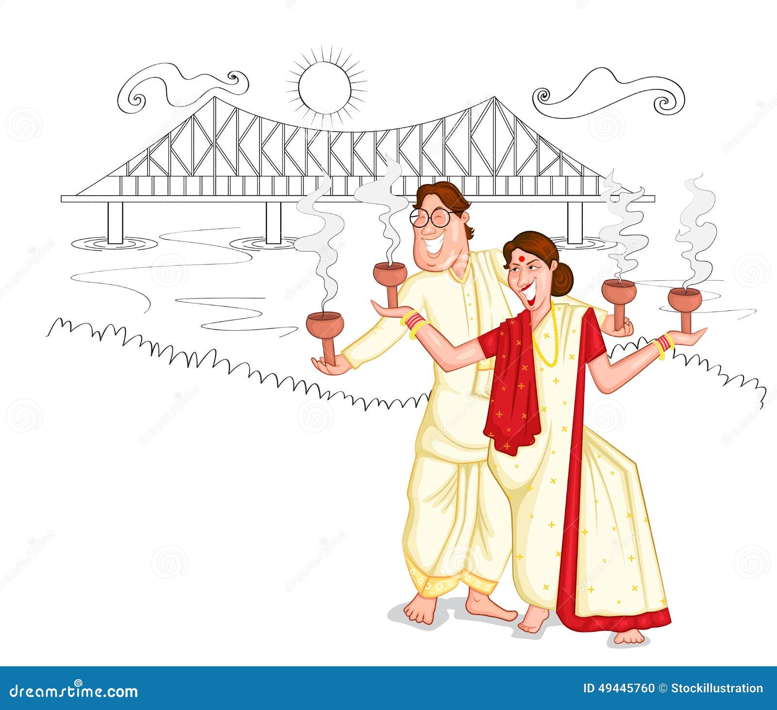 Dancing Bengali couple stock vector. Illustration of customs - 49445760 Dancing Bengali couple stock vector. Illustration of customs - 49445760
