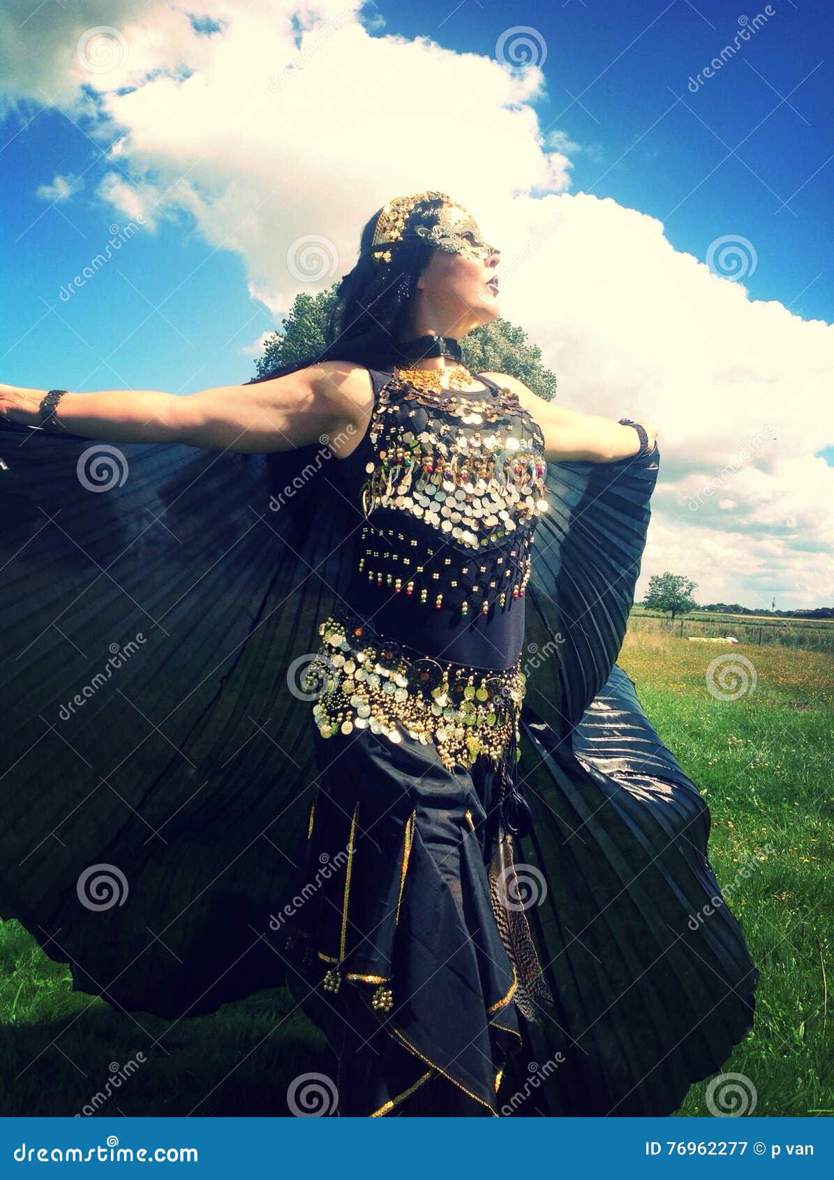 Dancing In Cloak. Girl With Long Fit Legs In Orange Tights Dancing ...