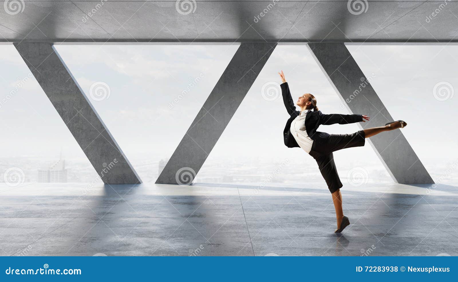 Dancing Businesswoman in Office Stock Photo - Image of success ...