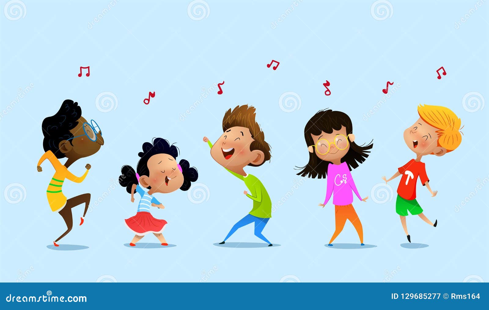 Children Dancing Cartoon Vector | CartoonDealer.com #66894481