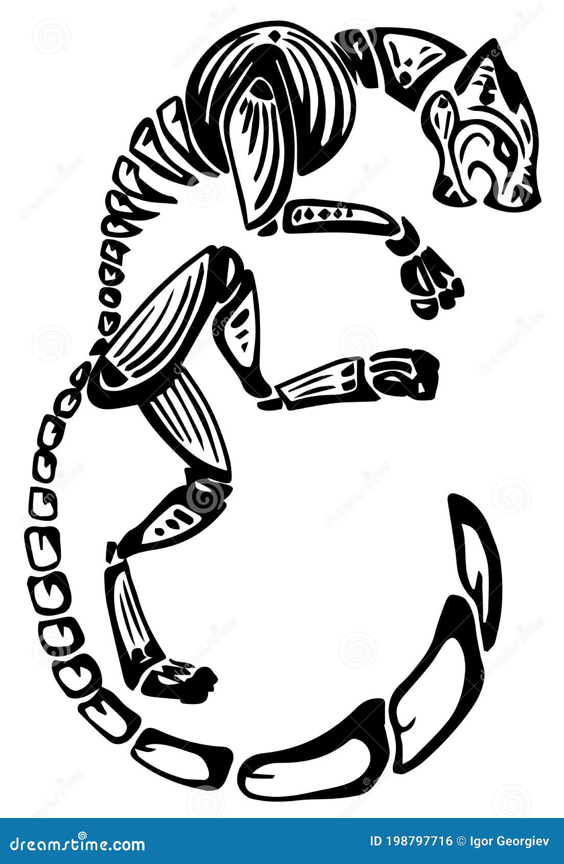 Dancing Panther. Set of Aztec Labels and Elements. Vector Set ...