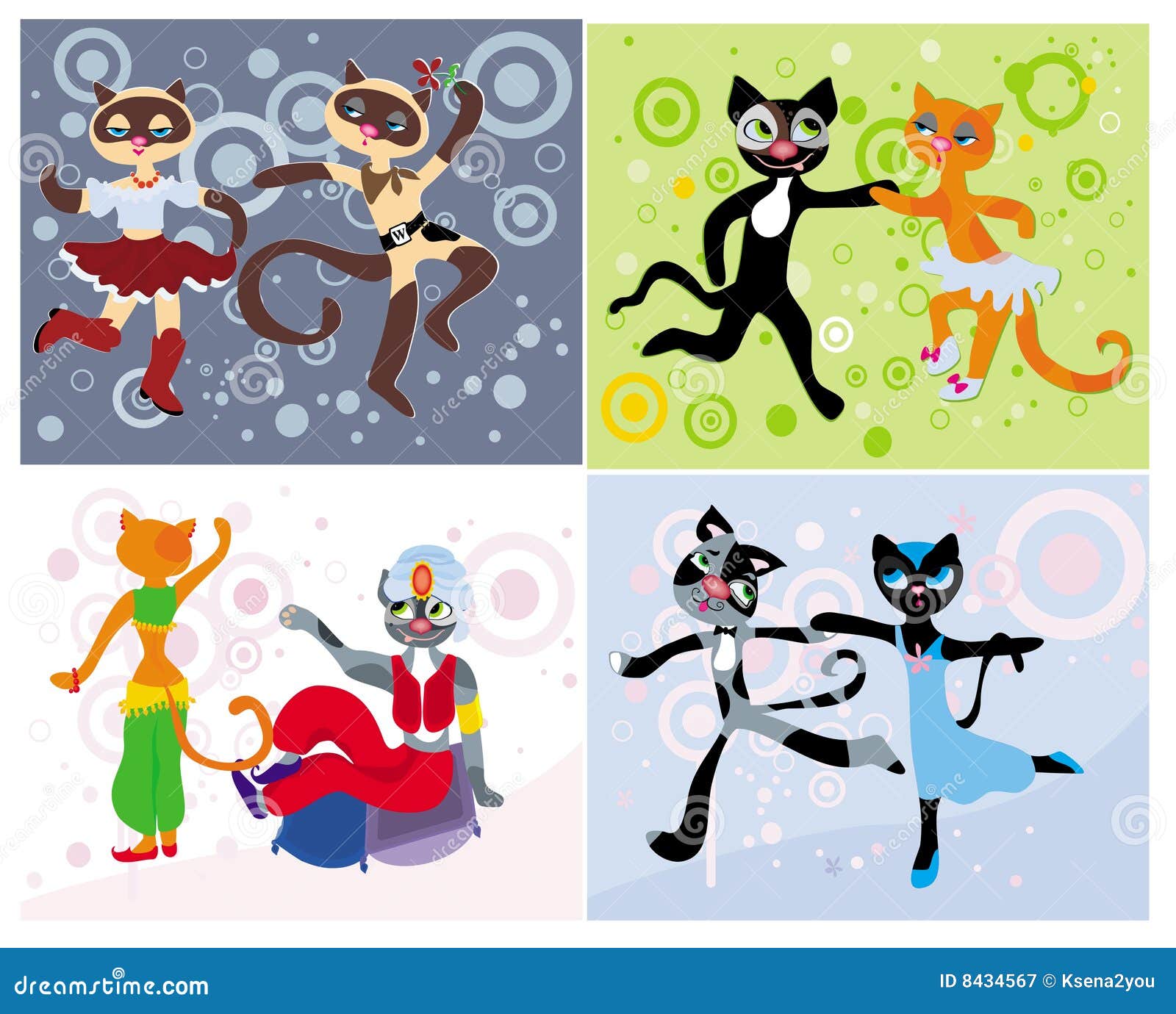 Dancing cats stock vector. Illustration of card, smile - 8434567