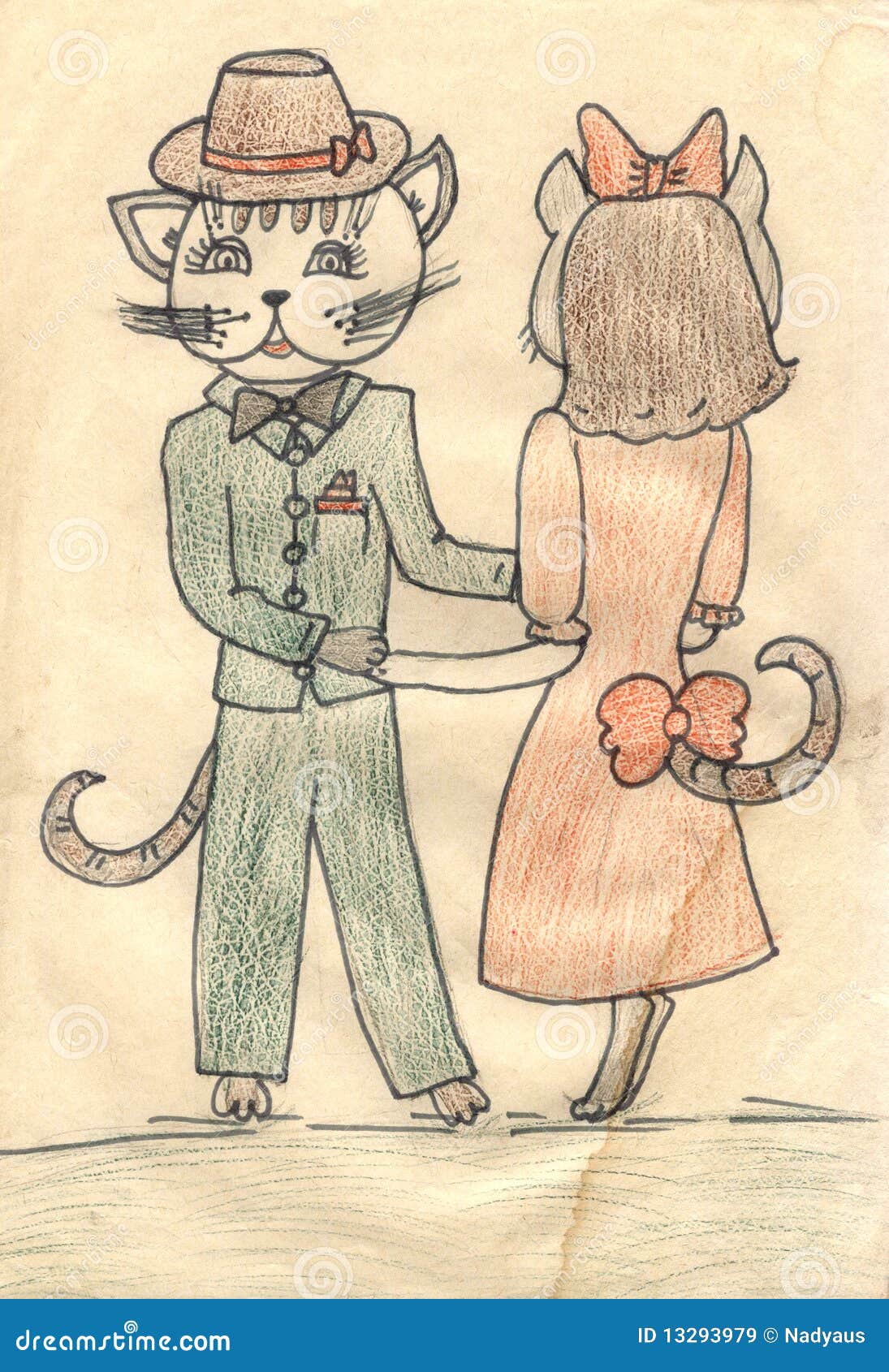 Dancing cats, kids drawing stock illustration. Illustration of dance ...