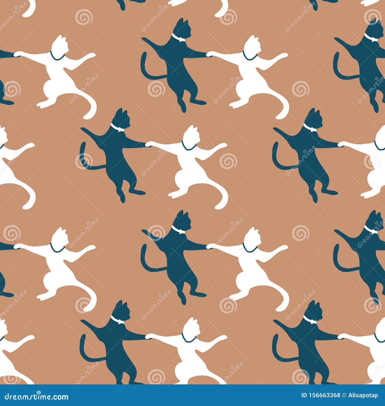 Dancing cats pattern stock vector. Illustration of casual - 156663368