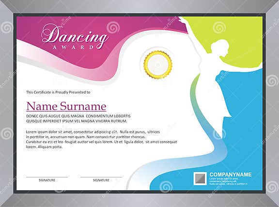 Dancing Certificate stock vector. Illustration of decoration - 102019297