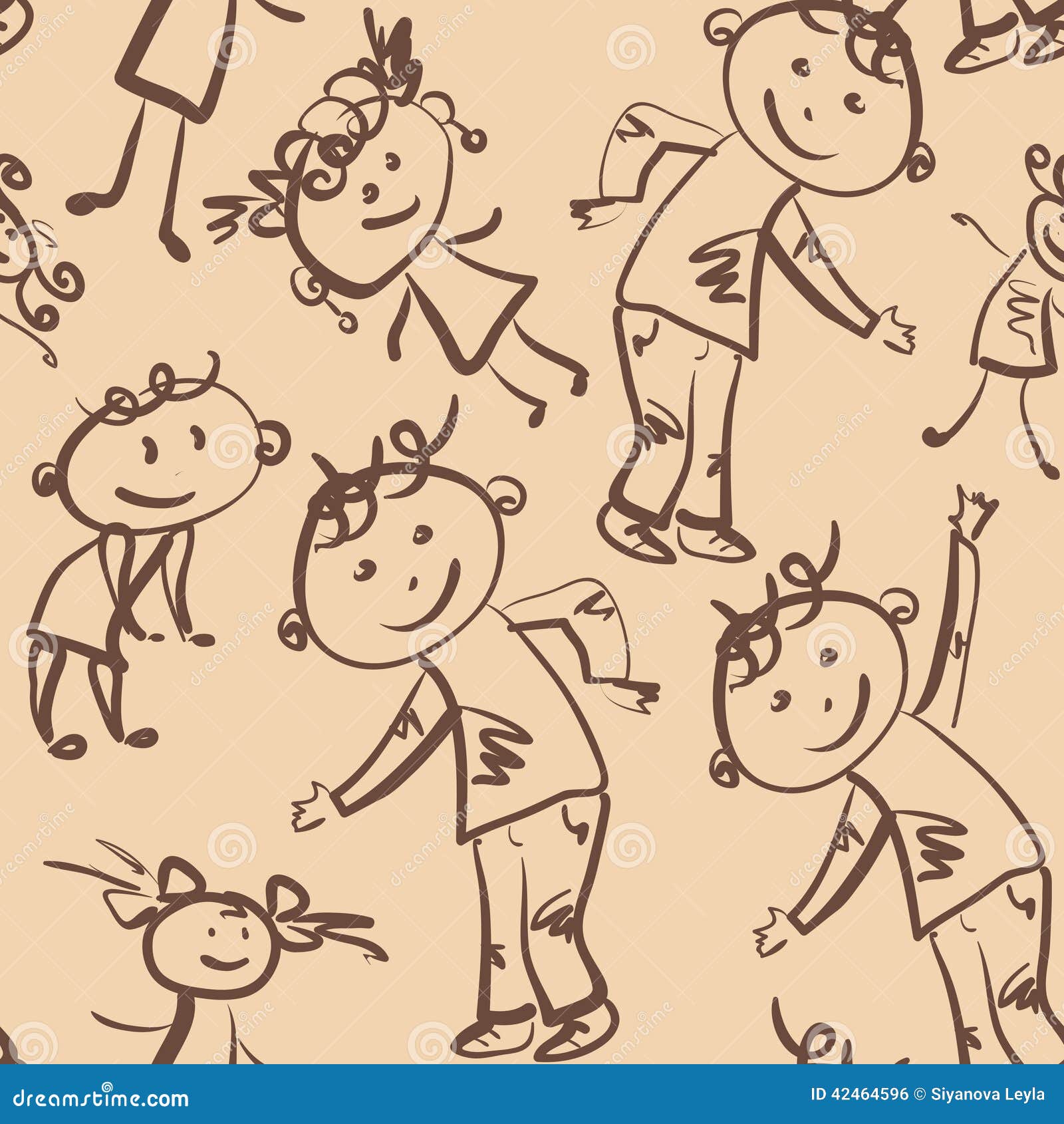 Dancing Children Seamless Pattern Stock Illustration - Illustration of ...