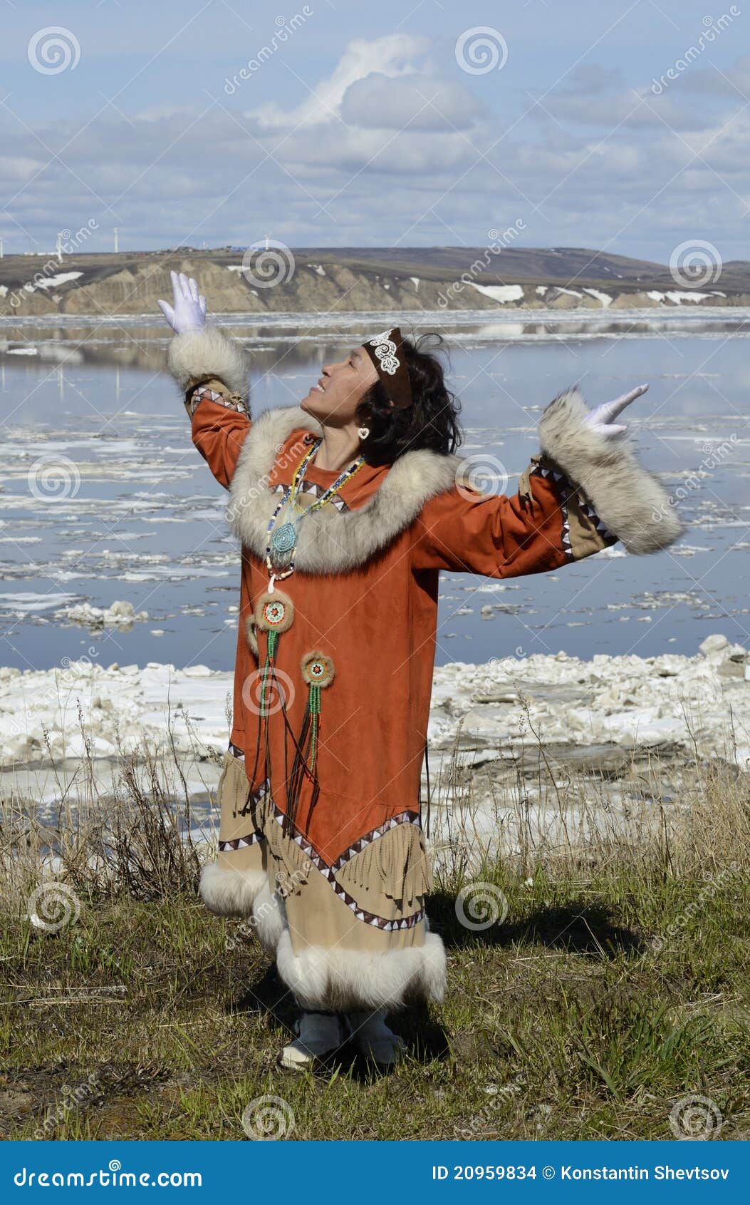 Dancing chukchi woman stock photo. Image of list, beadwork - 20959834