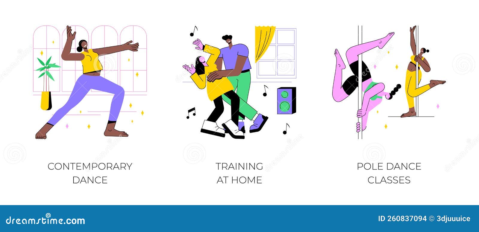 Dancing Classes Isolated Cartoon Vector Illustrations. Stock Vector ...