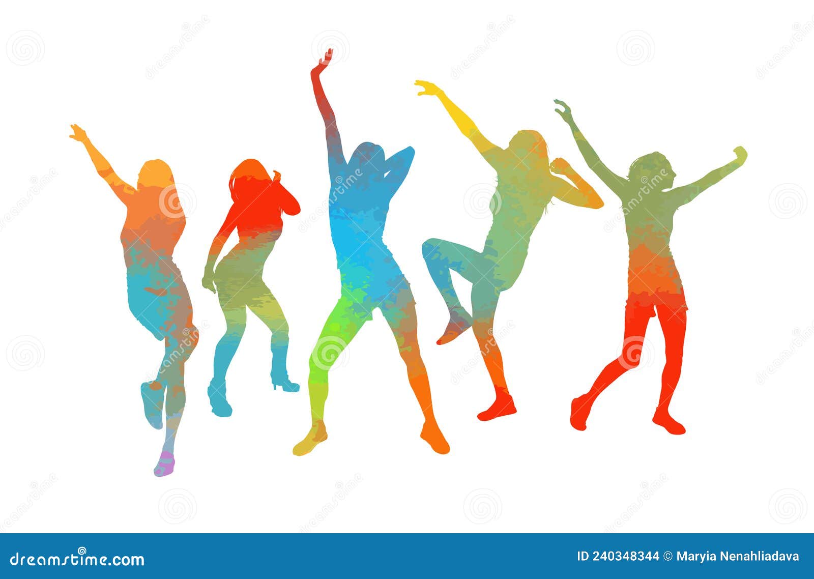 Dancing Colorful Girls. Vector Illustration Stock Vector - Illustration ...