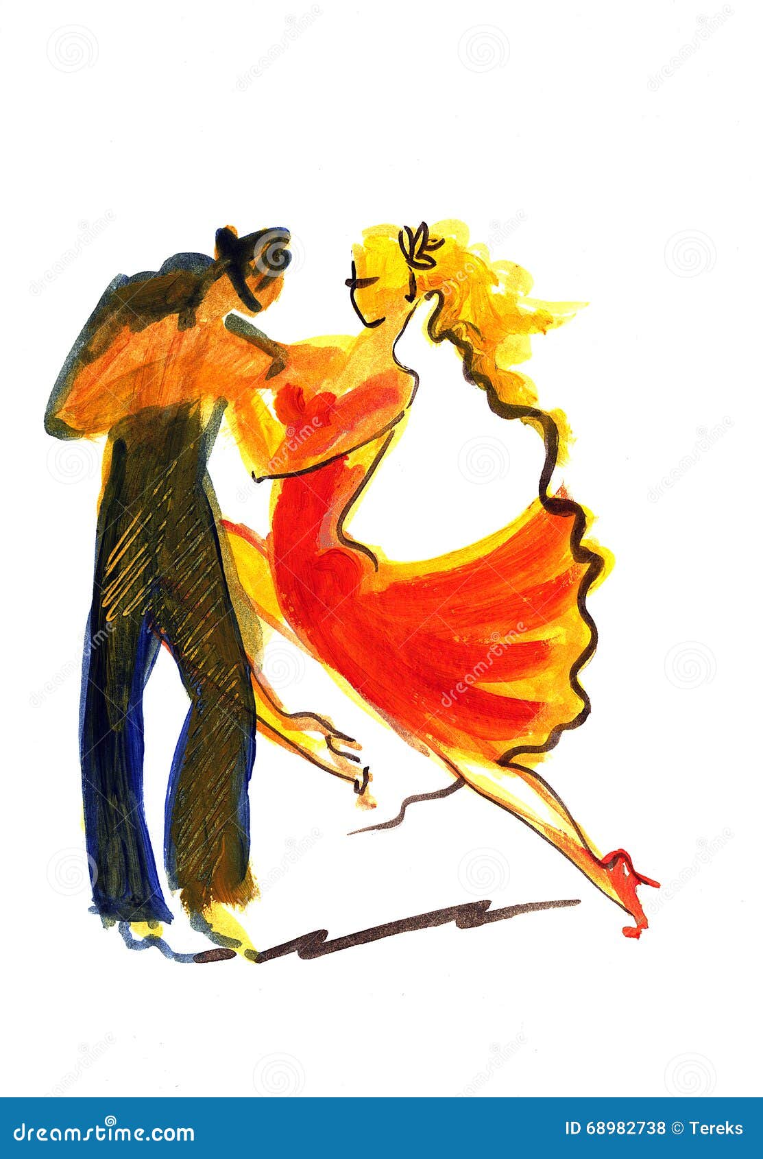 Dancing Couple in Abstract Style Stock Illustration - Illustration of ...