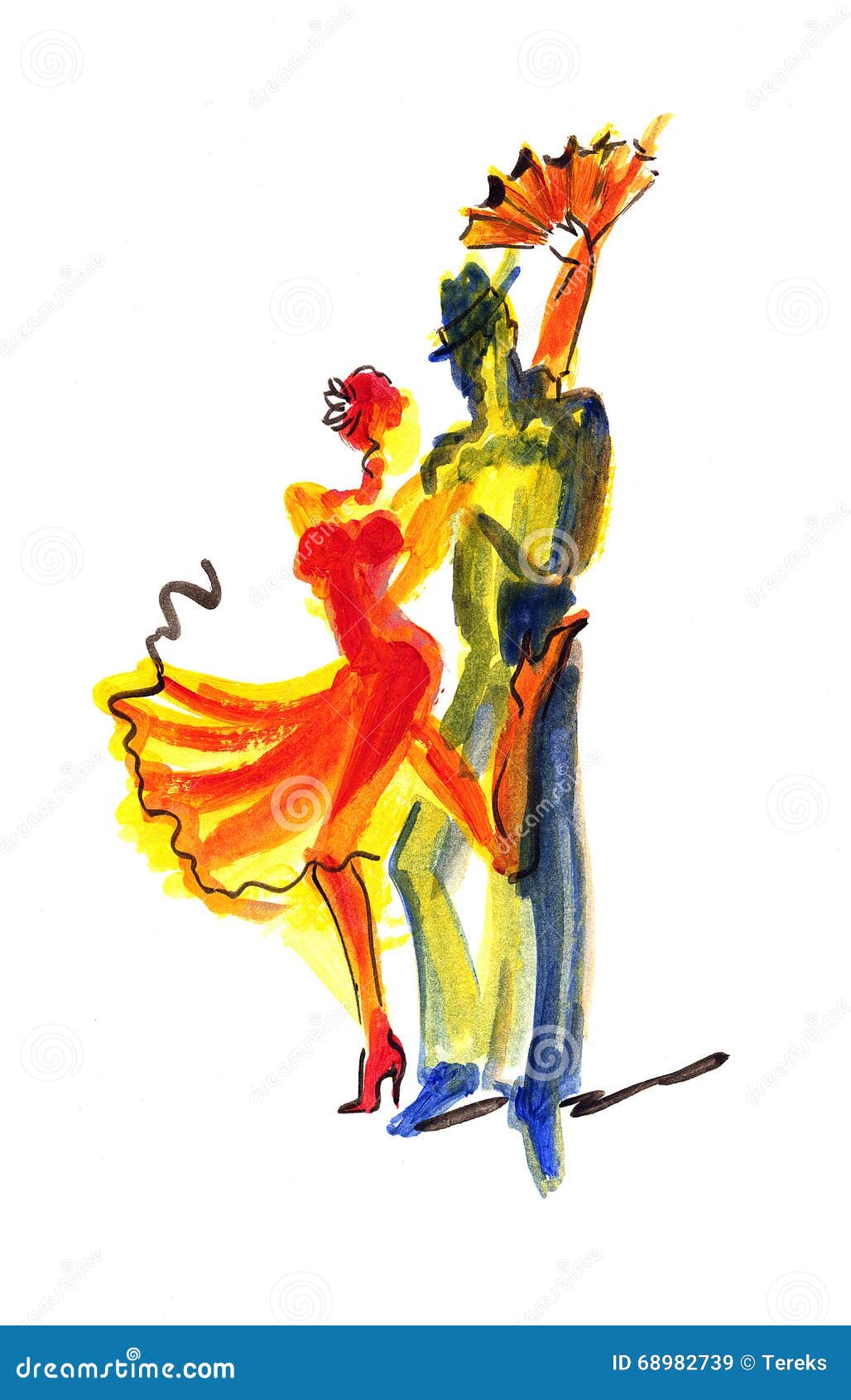 Dancing Couple in Abstract Style Stock Illustration - Illustration of ...