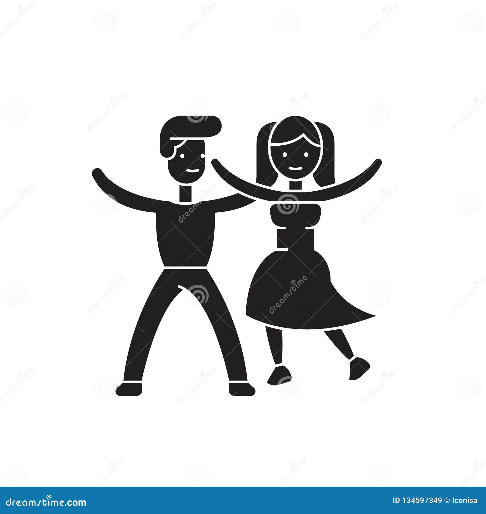 Dancing Couple Black Vector Concept Icon Dancing Couple Flat