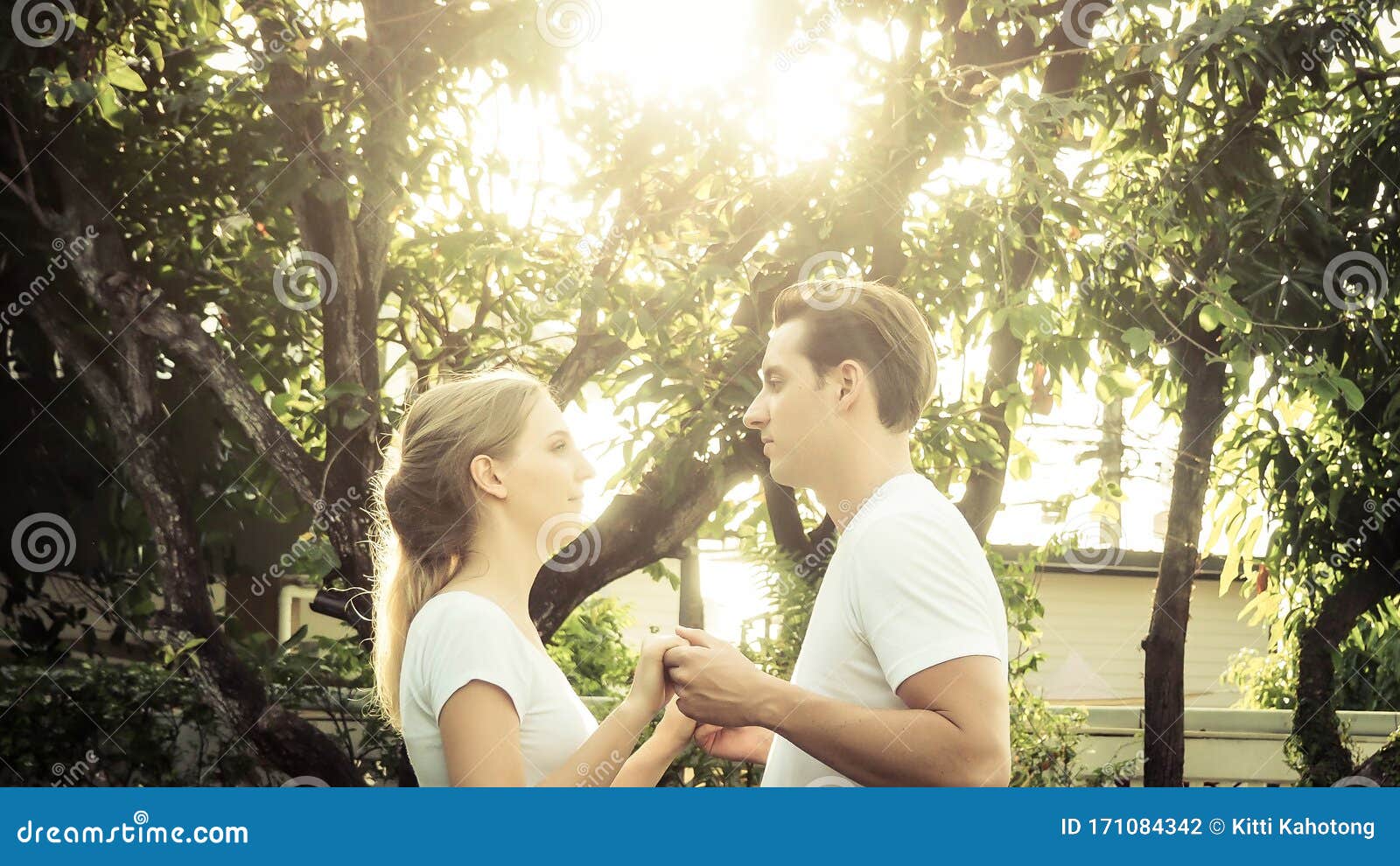 Dancing Couple in the Garden . Romantic Couple at Garden Stock Photo ...