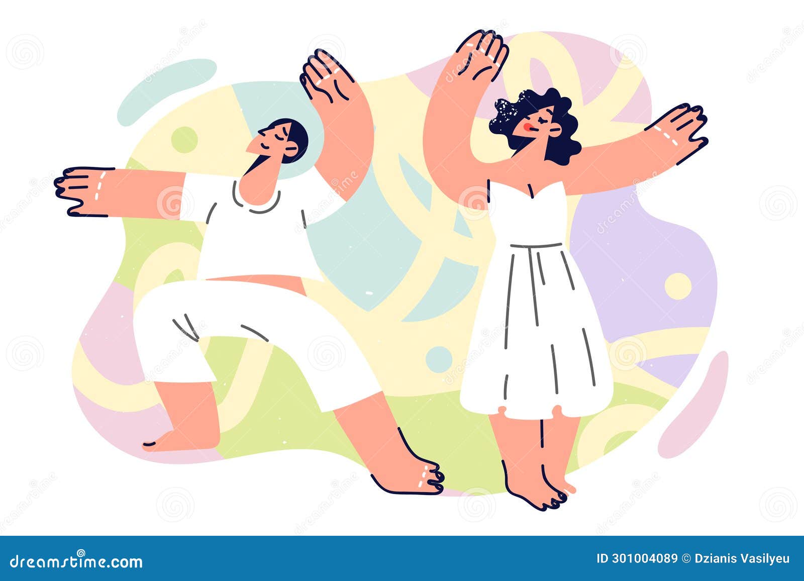 Dancing Couple Of Man And Woman Performs Dance Together Making