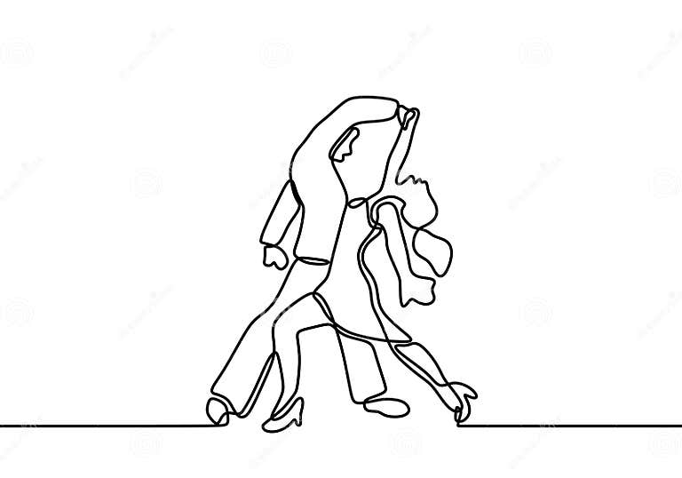 Dancing Couple One Line Drawing Vector Man And Woman In Love Doing