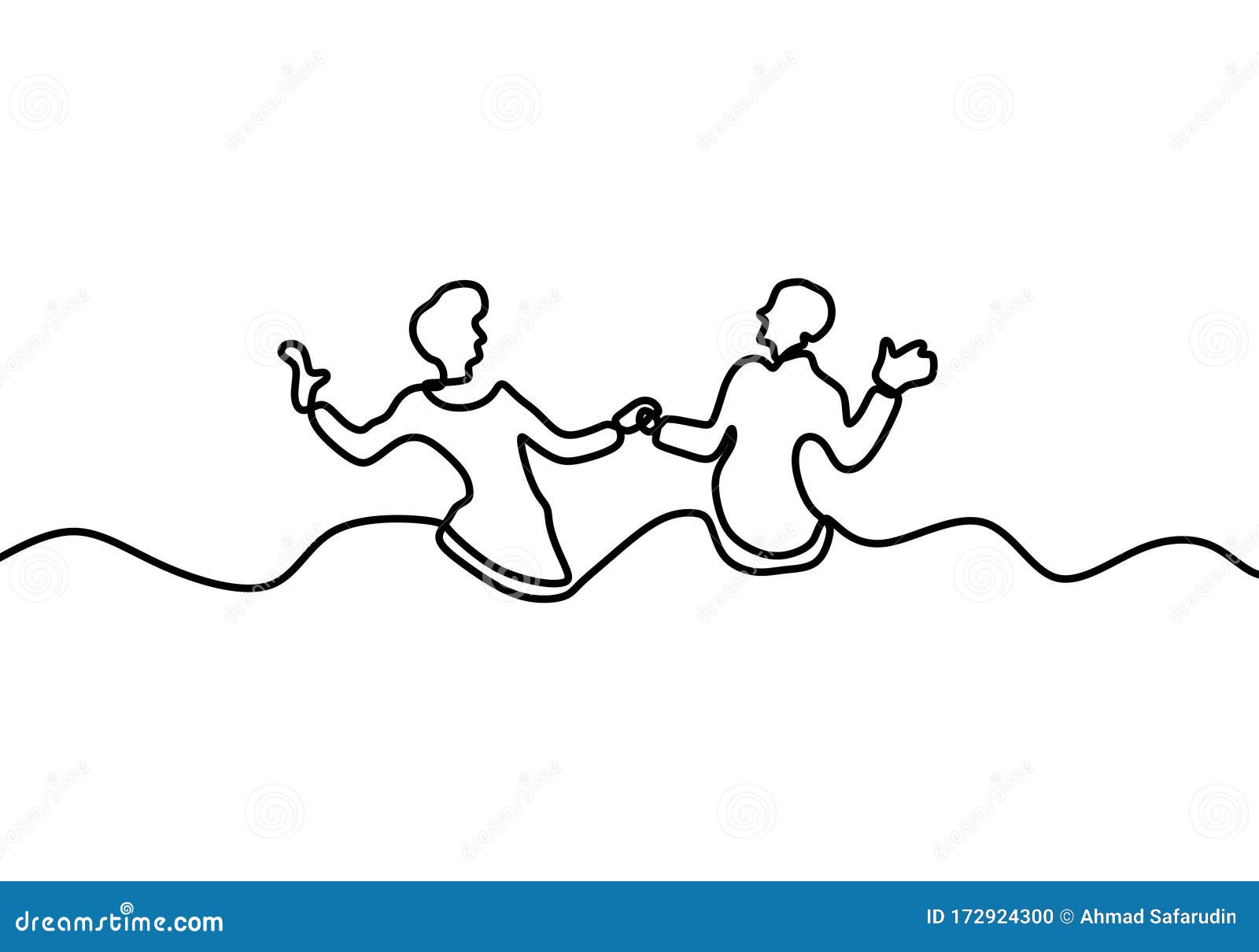 Dancing Couple One Line Drawing Vector Man And Woman In Love Doing