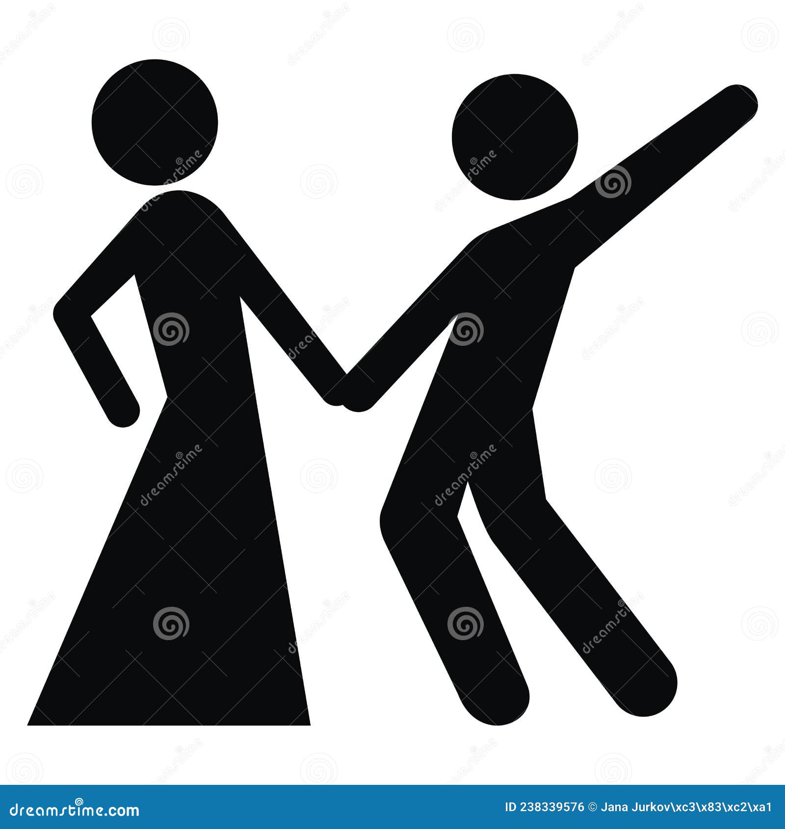 Dancing Couple, Vector Icon for Dancing Party, Black Color Stock Vector ...