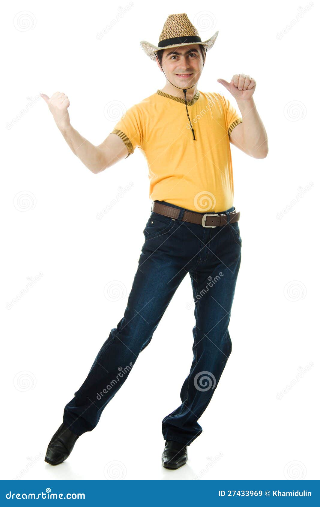 Dancing Cowboy Finger Points Forward Stock Image - Image of face ...