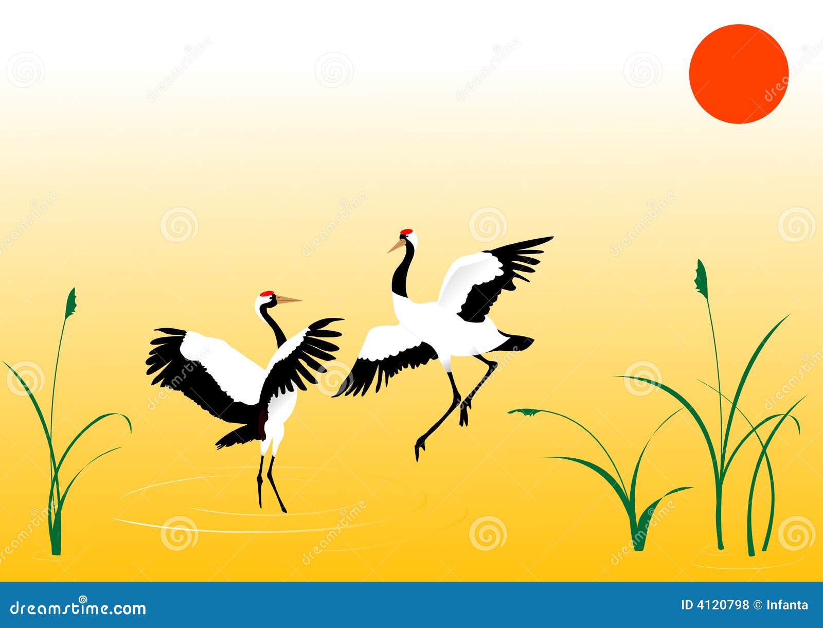 Dancing cranes stock vector. Illustration of style, vector - 4120798