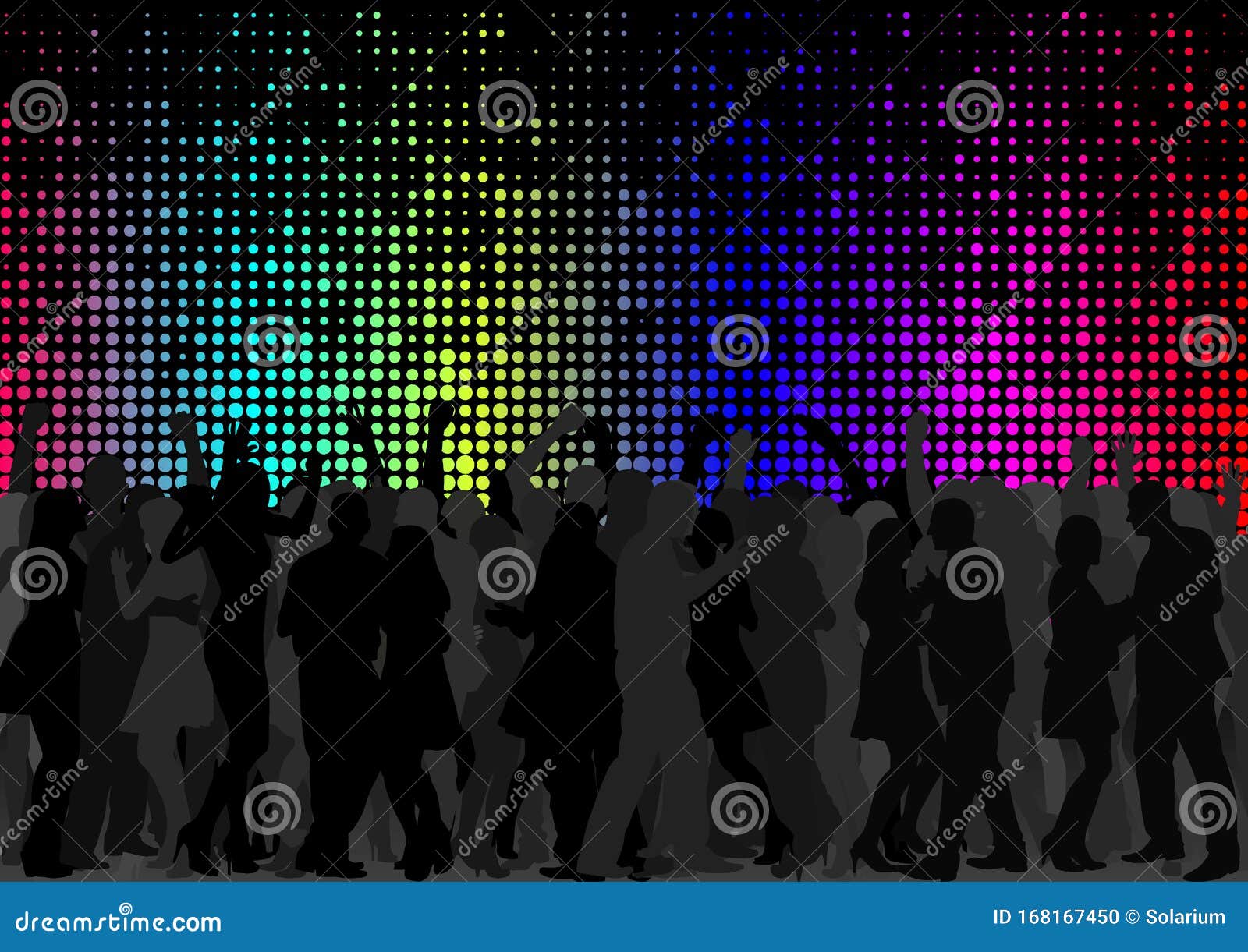 Dancing crowd stock vector. Illustration of figures - 168167450