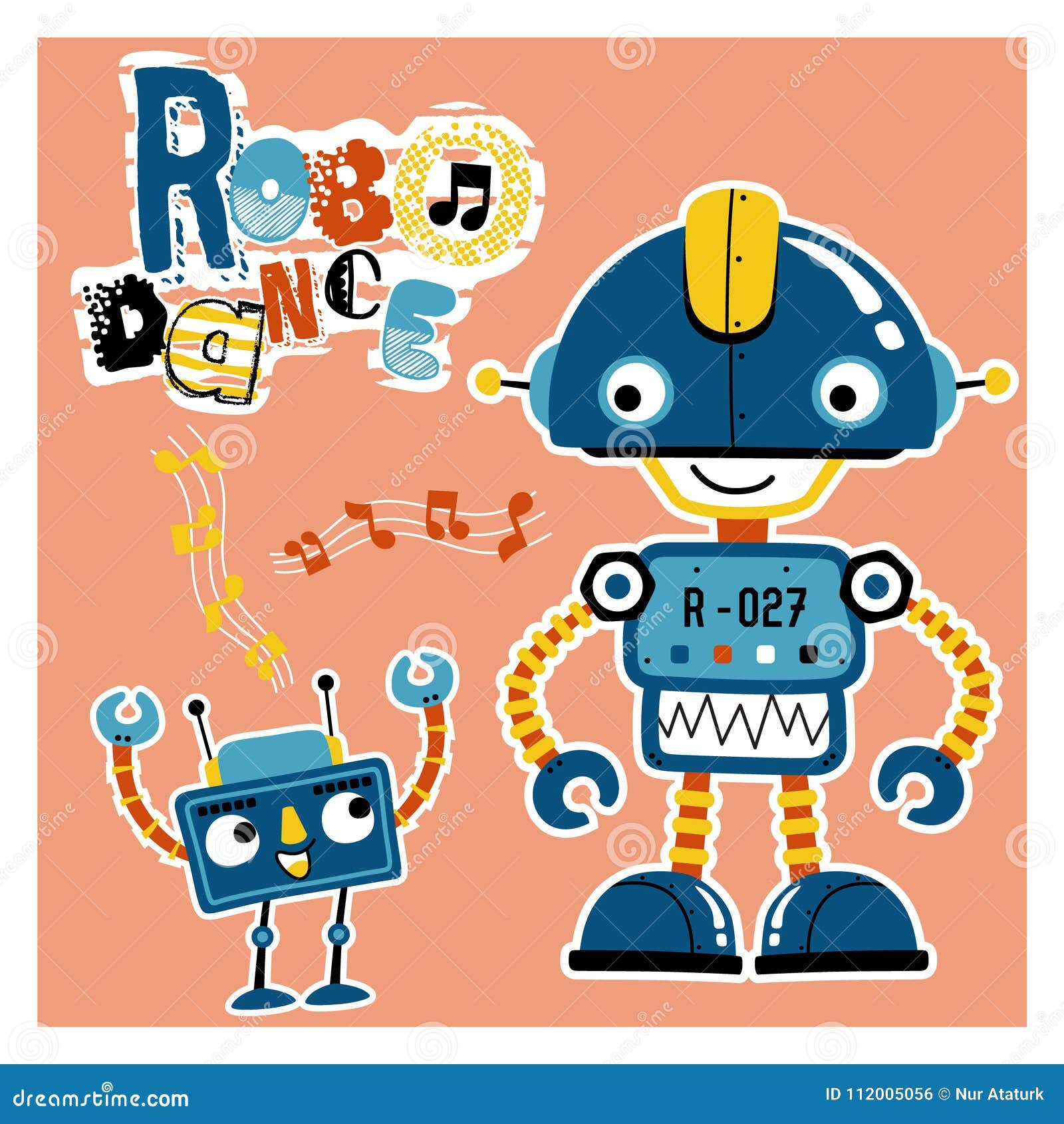 Funny Robots Cartoon Dancing Stock Vector - Illustration of childish ...