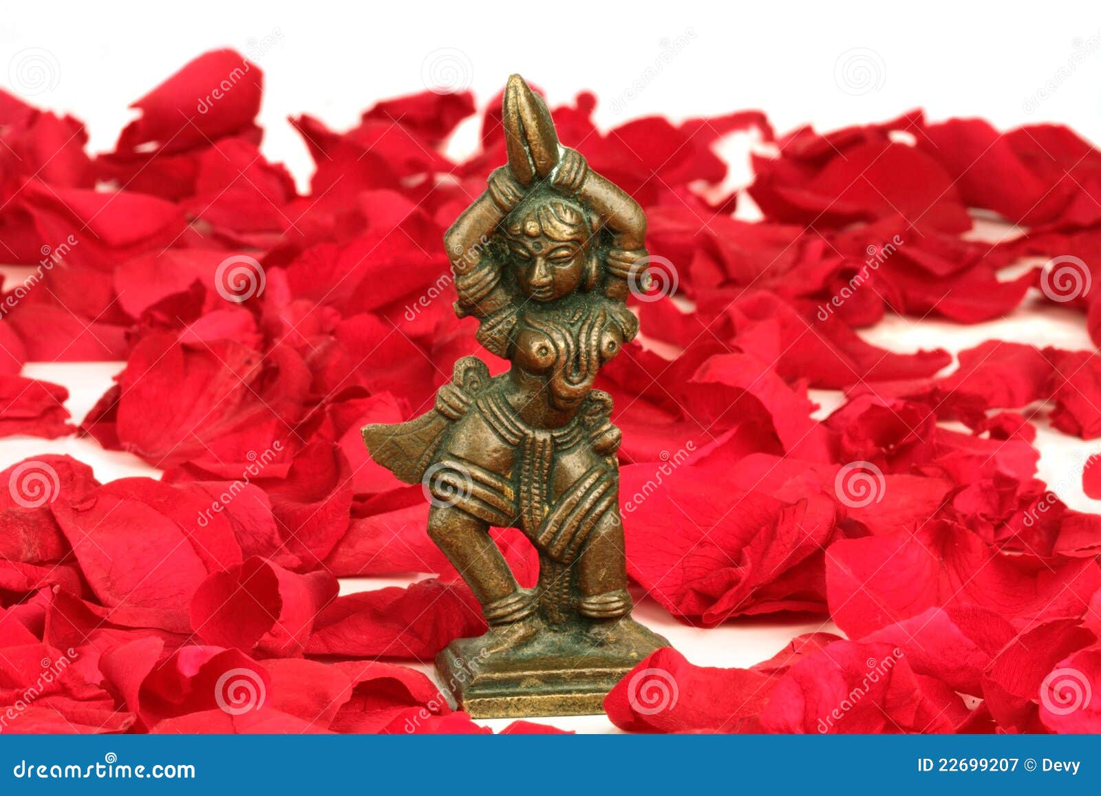 Dancing Devi on a Bed of Red Rose Petals Stock Image - Image of ...