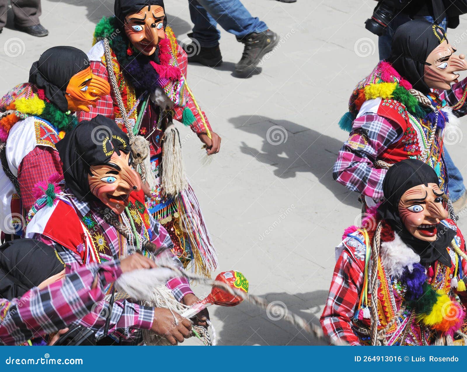 Dancing Devotees with Mask in the Streets of the Town the Procession of ...