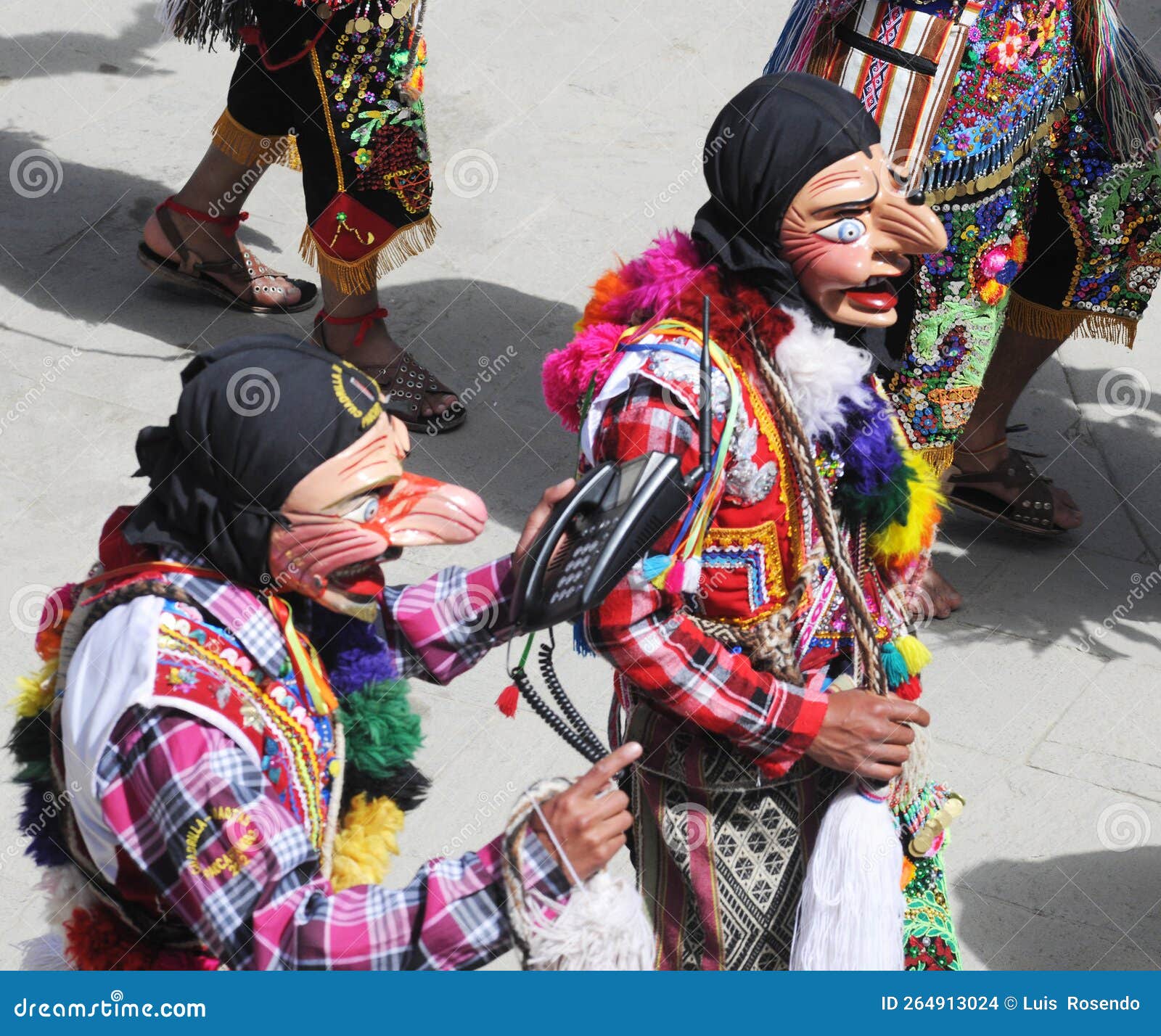 Dancing Devotees with Mask in the Streets of the Town the Procession of ...