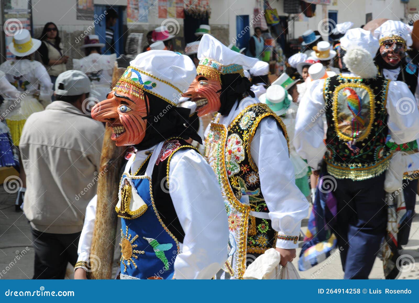 Dancing Devotees with Mask in the Streets of the Town the Procession of ...