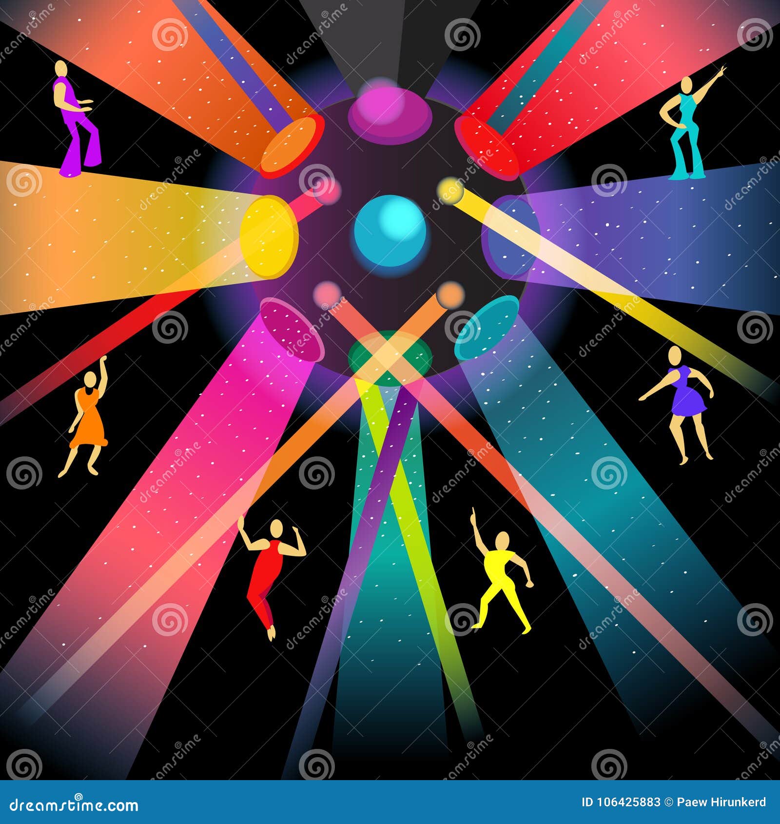 Dancing Disco in Night Party Stock Vector - Illustration of spotlight ...