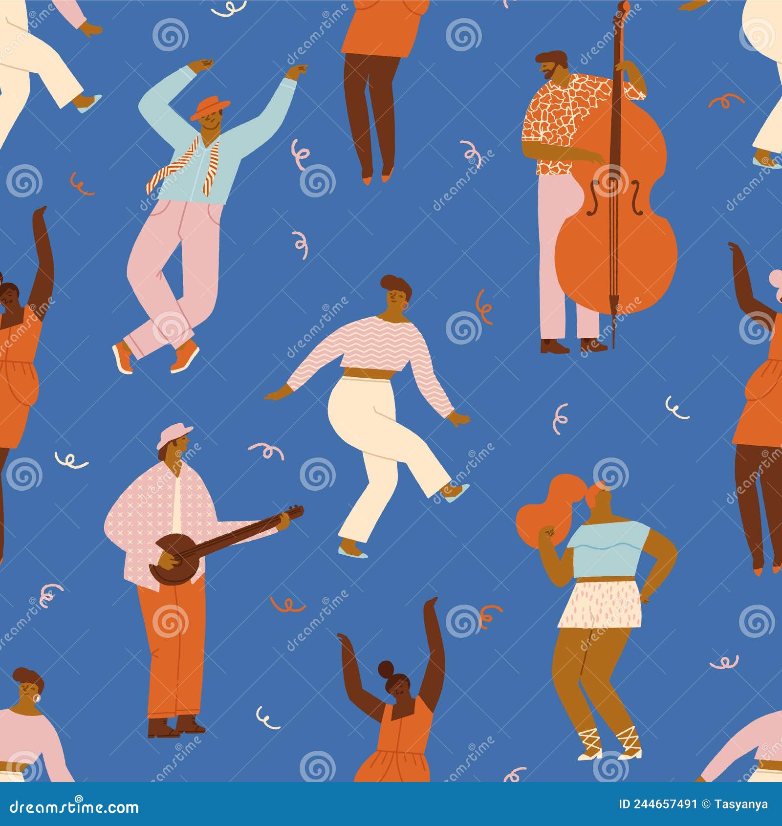 Dancing Disco Party Illustration in Vector. Funny Cartoon Characters ...