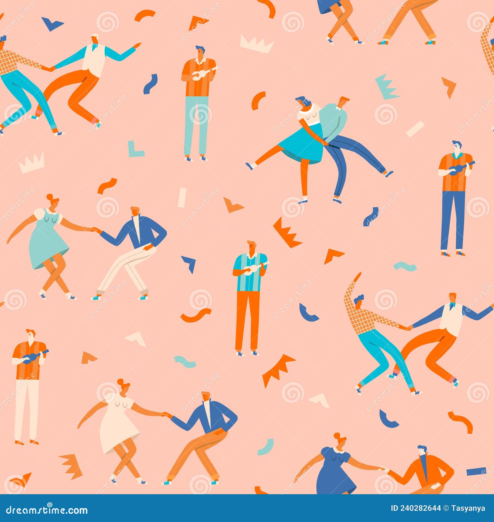 Dancing Disco Party Illustration in Vector. Funny Cartoon Characters ...