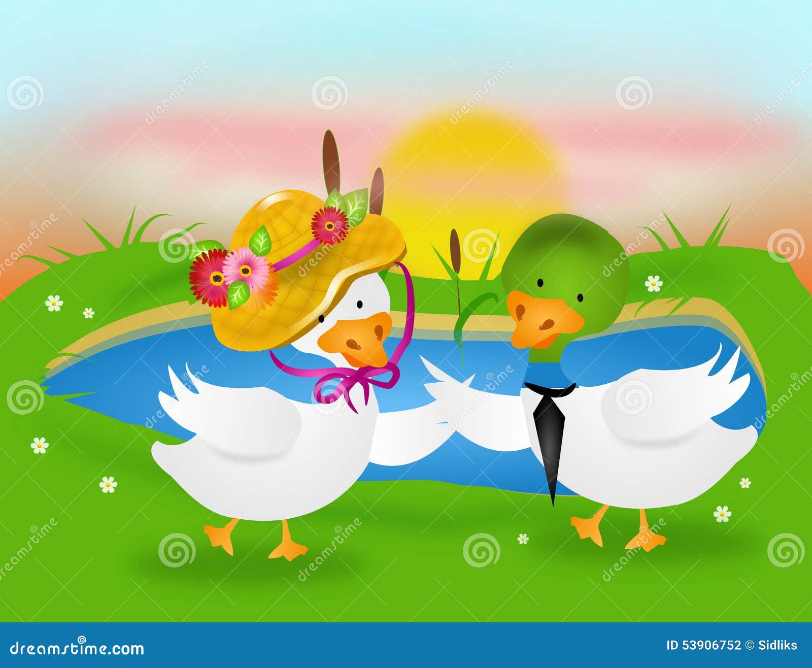 Dancing ducks stock illustration. Illustration of lovely - 53906752