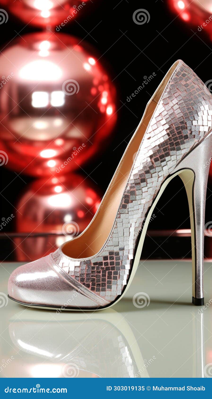 Dancing Elegance High Heels and a Reflective Disco Ball Stock ...