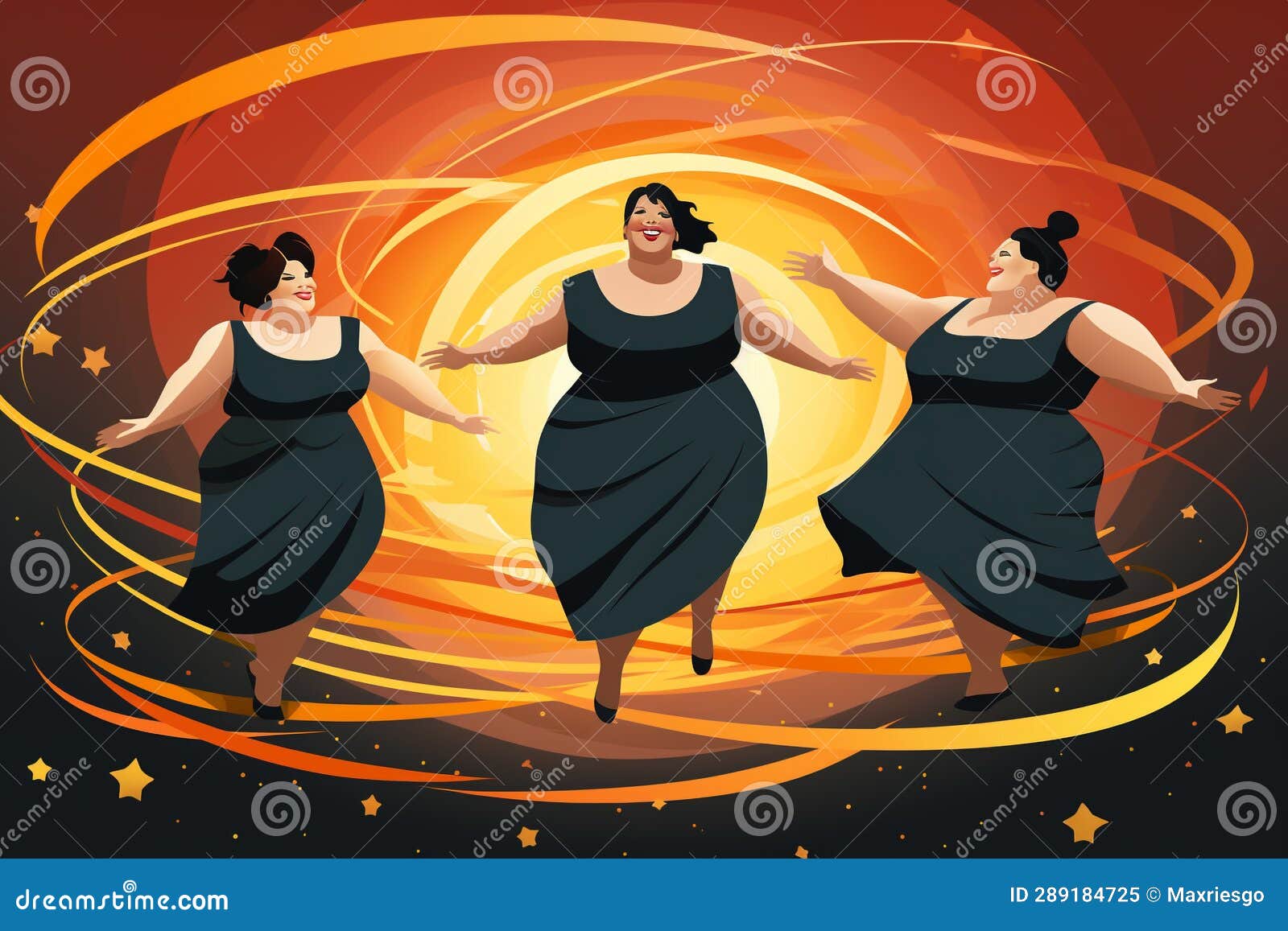 Dancing Fat Women Illustration Stock Illustration - Illustration of ...