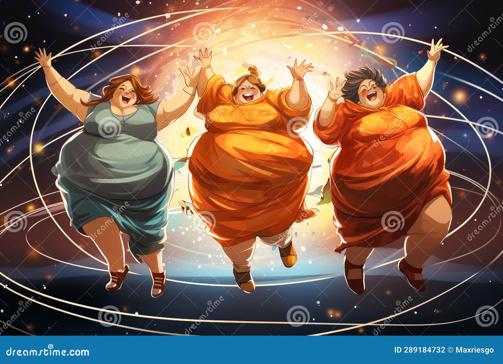 Dancing Fat Women Illustration Stock Illustration - Illustration of ...
