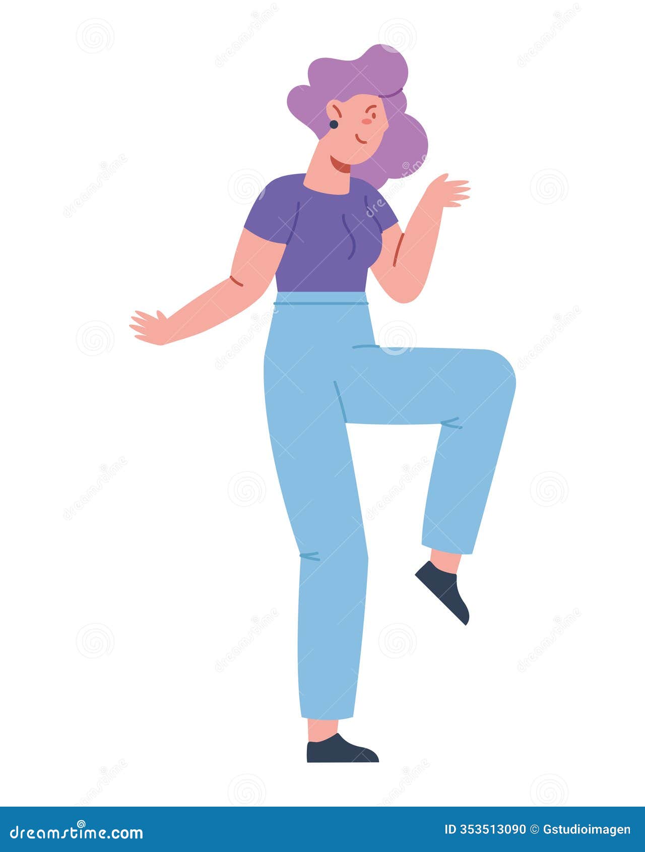 Dancing Female Pop Singer By The Stage Microphone. Vector Illustration ...