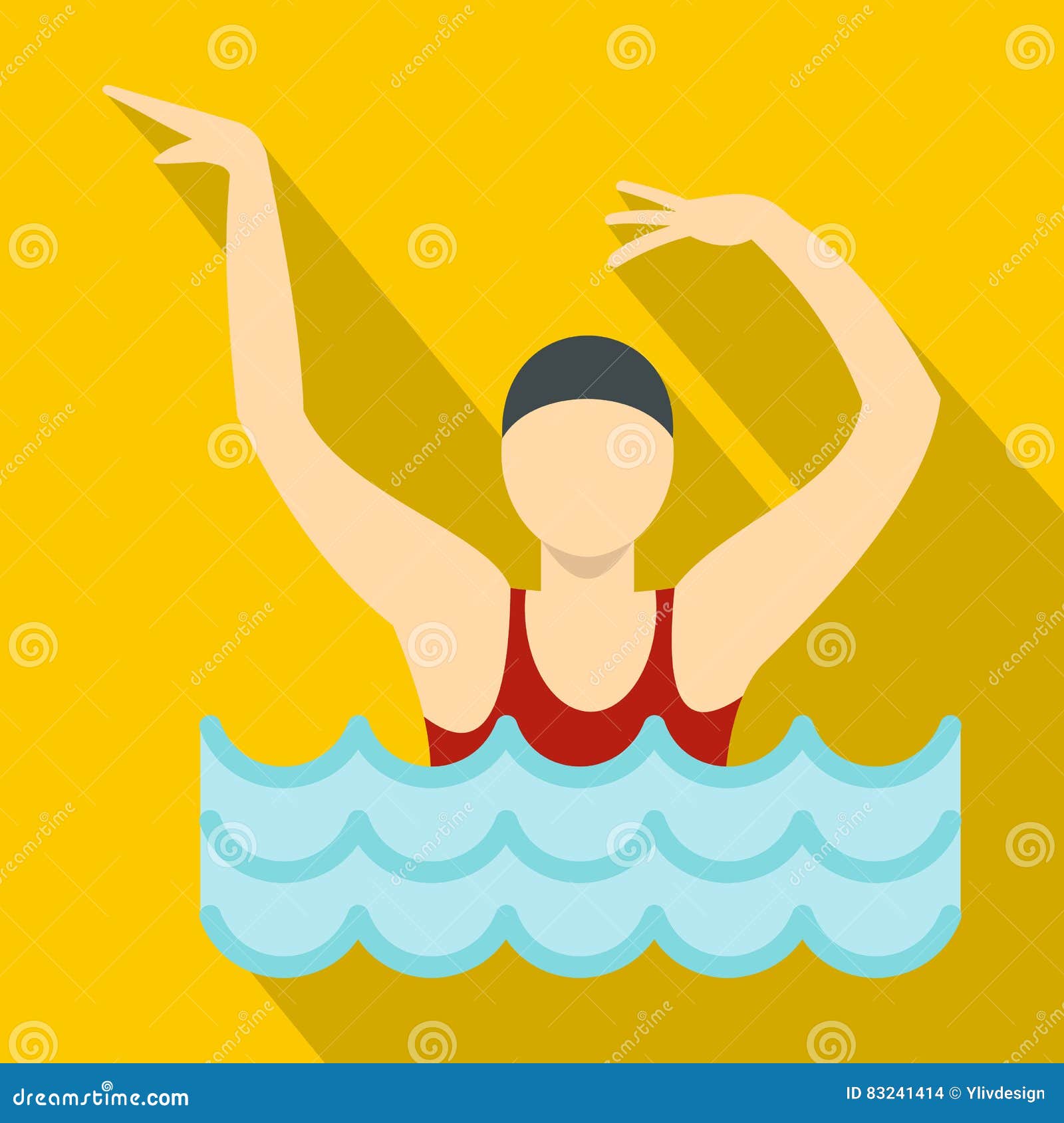 Dancing Figure in a Swimming Pool Icon, Flat Style Stock Vector ...