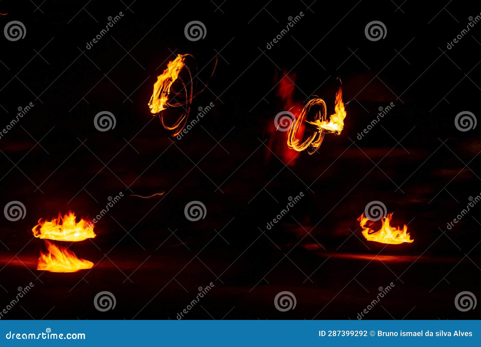 Dancing with Fire, Fire Motion during a Show. Stock Photo - Image of ...