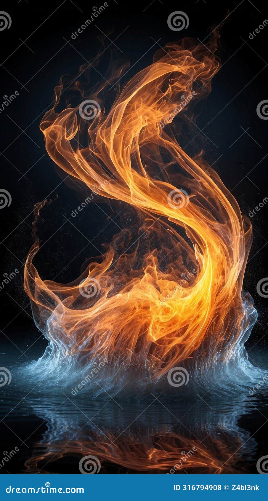 Dancing Fire Flame with Water Splash. Mobile Wallpaper Background Stock ...