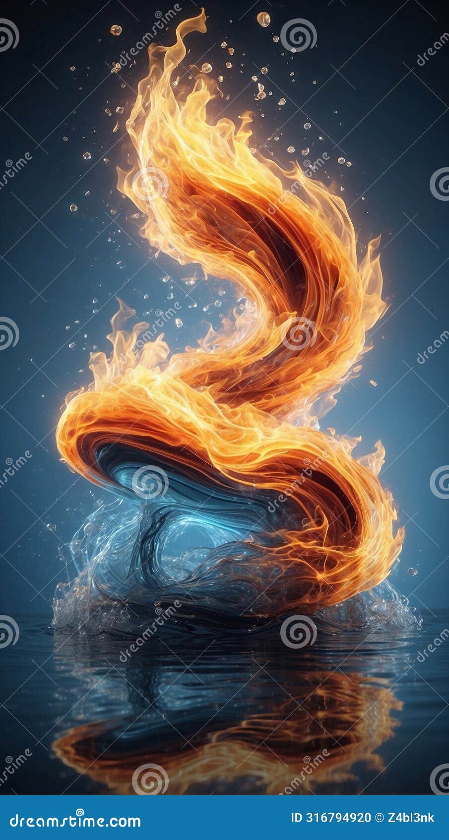 Dancing Fire with Water Splash. Mobile Wallpaper Background Stock ...