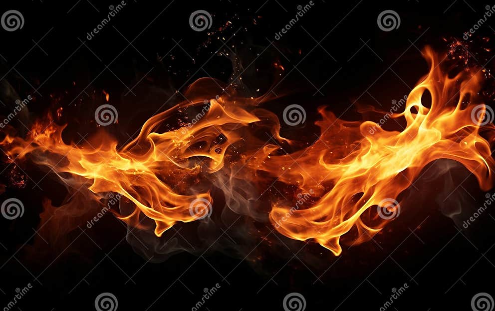 Dancing Firelight Flames Illuminate the Darkness. Generative AI Stock ...