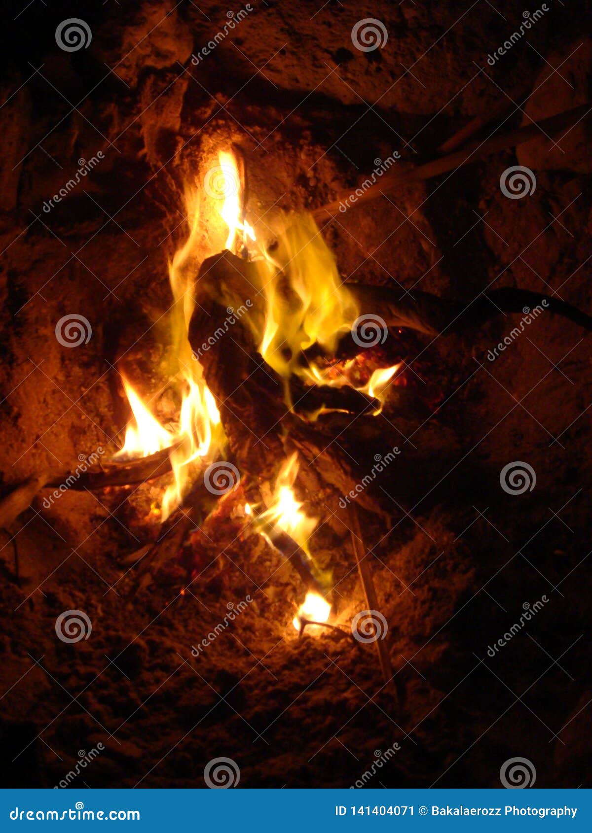 Dancing Flames from Small Fire Shooting by Night Amazing View Stock ...