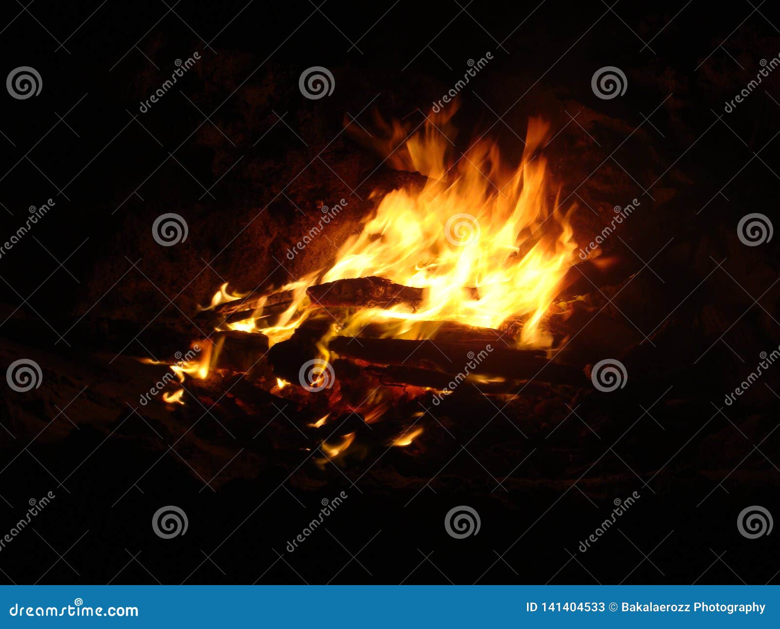 Dancing Flames from Small Fire Shooting by Night Amazing View Stock ...