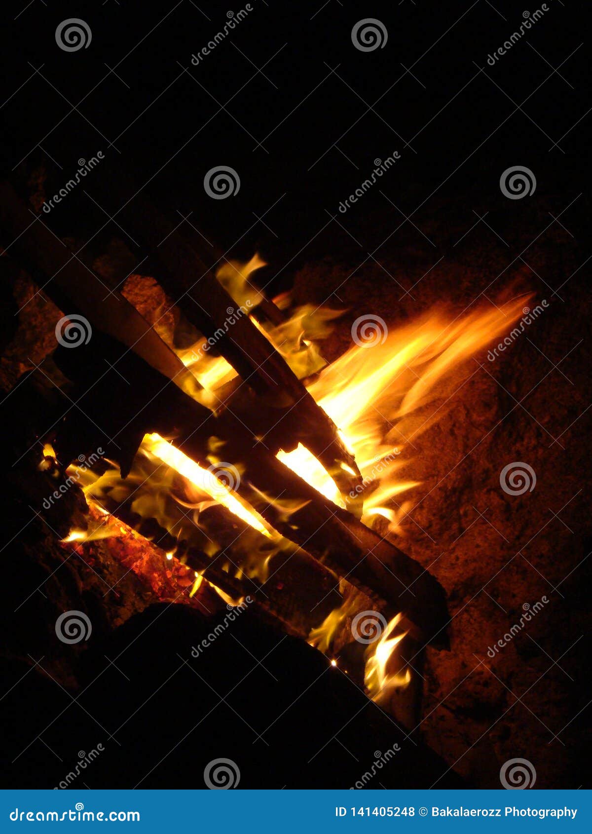 Dancing Flames from Small Fire Shooting by Night Amazing View Stock ...