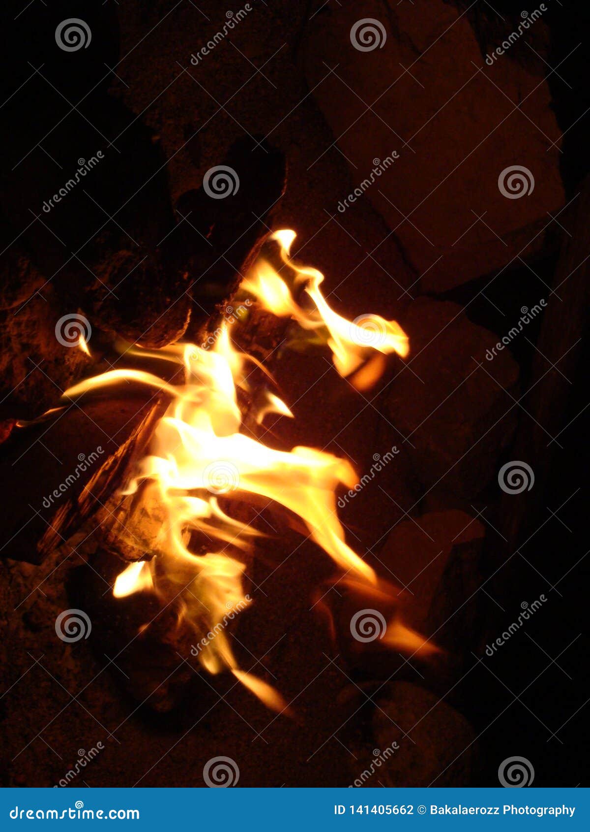Dancing Flames from Small Fire Shooting by Night Amazing View Stock ...