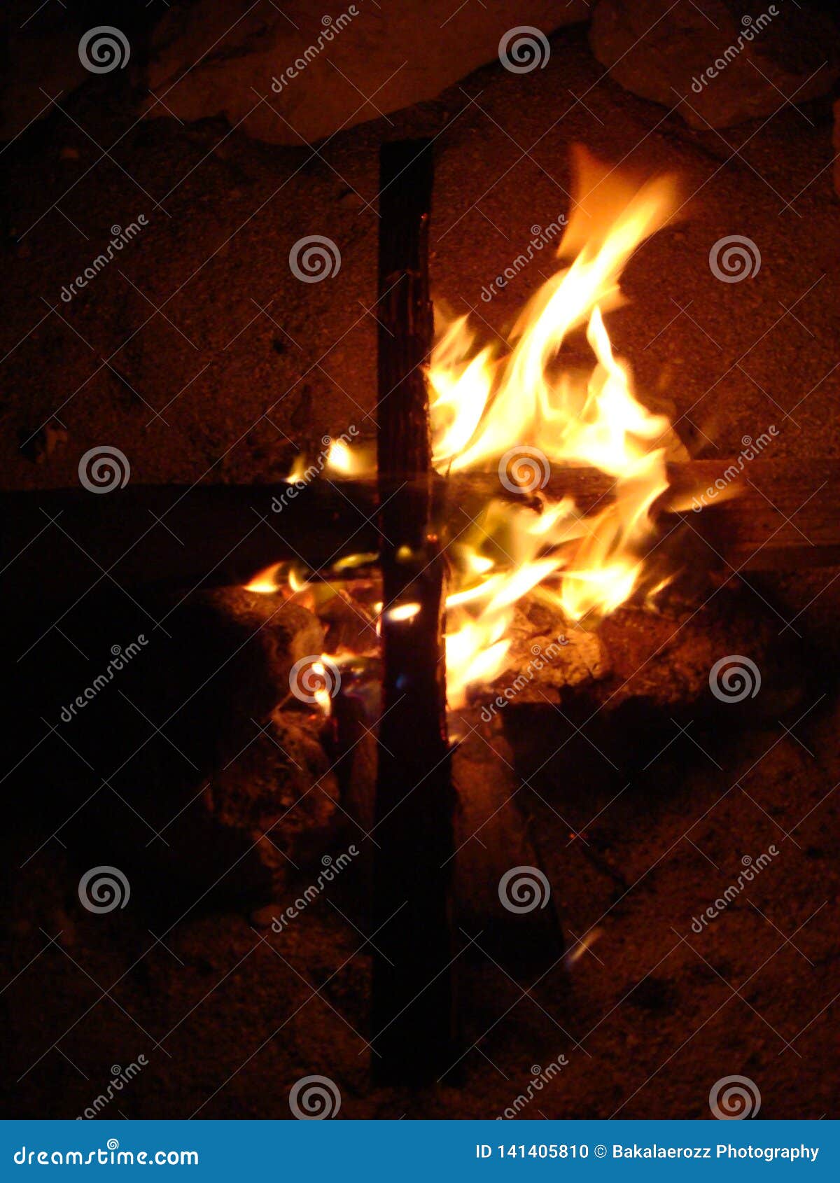 Dancing Flames from Small Fire Shooting by Night Amazing View Stock ...